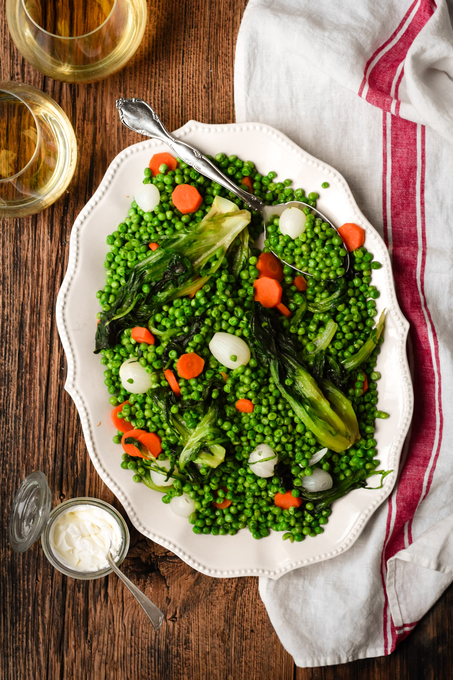 French Peas with Lettuce, Carrots and Pearl Onions - Pardon Your French